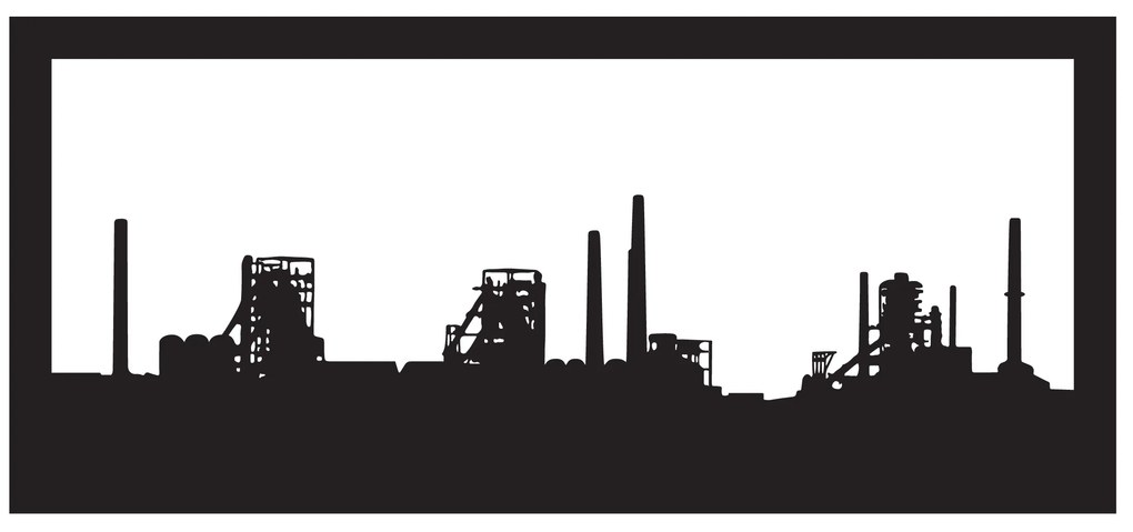 Dřevěný obraz na stěnu - Ostrava od 2opice.cz Materiál: ČERNÝ EBEN, Velikost (mm): 800 x 310