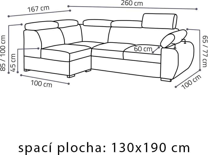 Sedací souprava BASTON | 167x260 cm | rozkládací + úložný prostor | VÝBĚR TKANIN