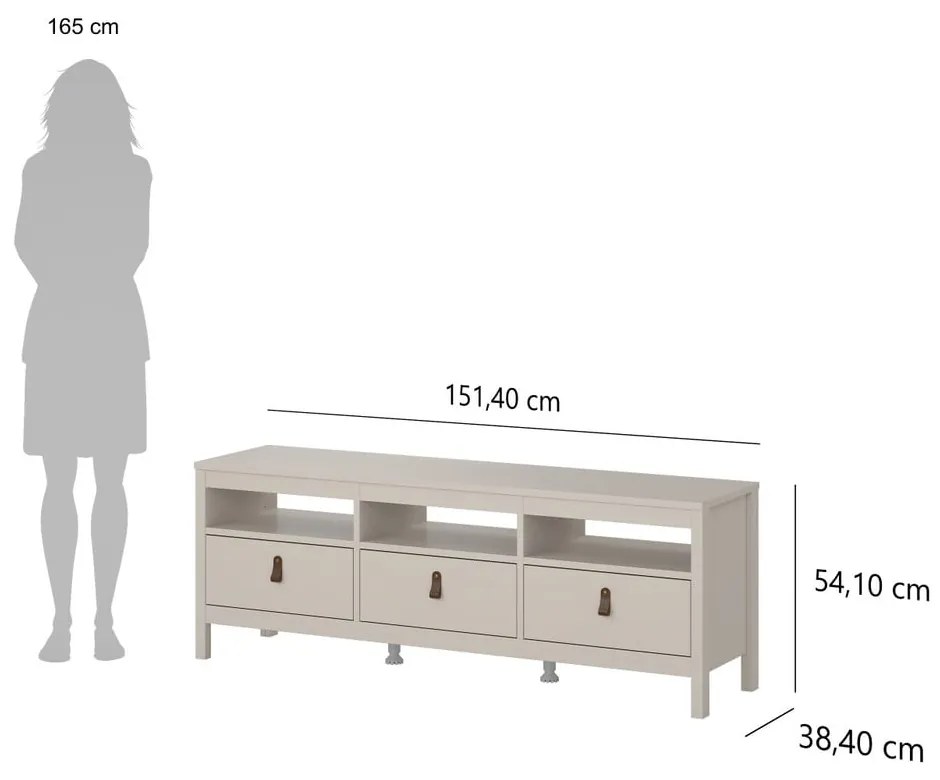 Šedobéžový TV stolek 151x54x38 cm Madrid – Tvilum