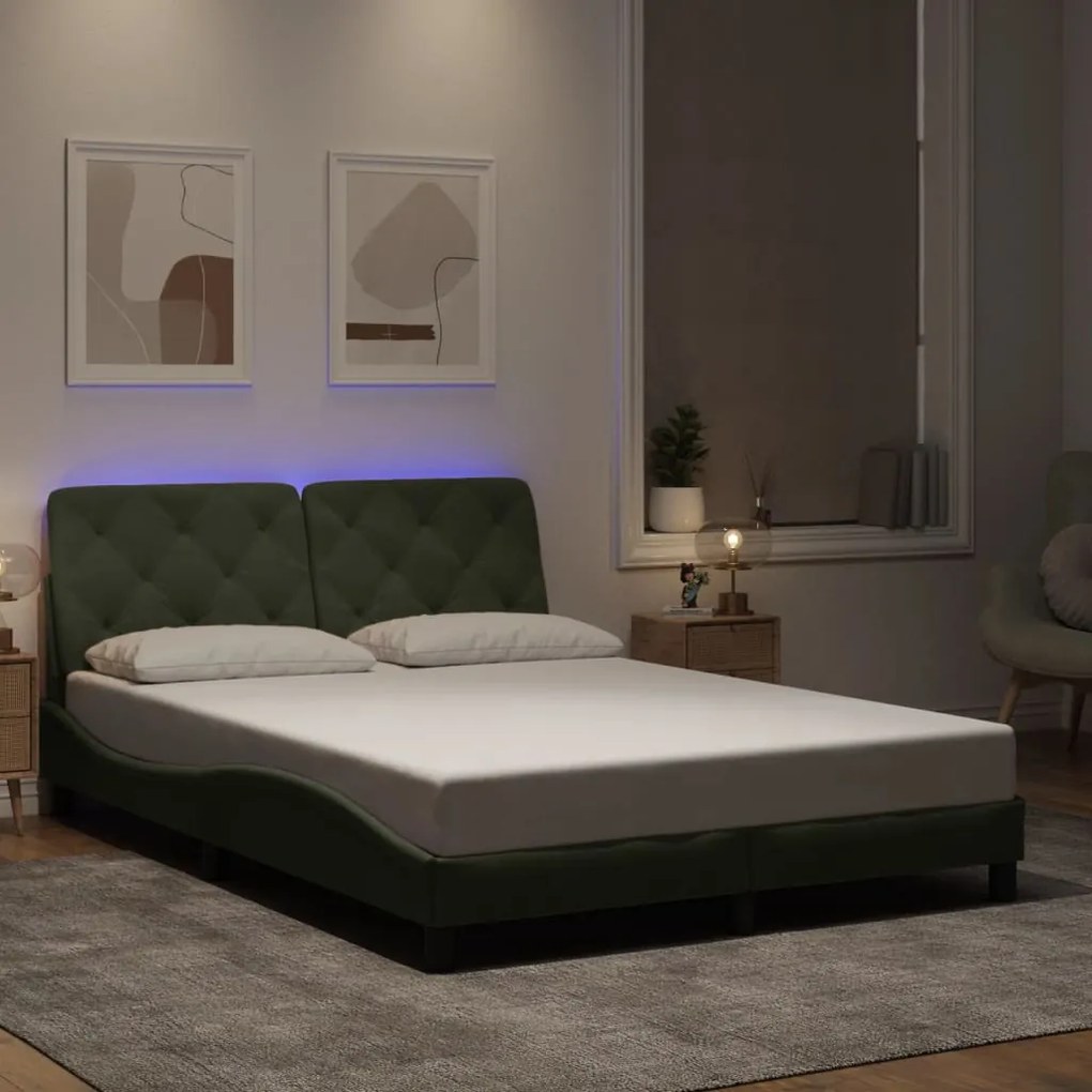 Rám postele s LED bez matrace světle šedý 120 x 200 cm samet 3213843