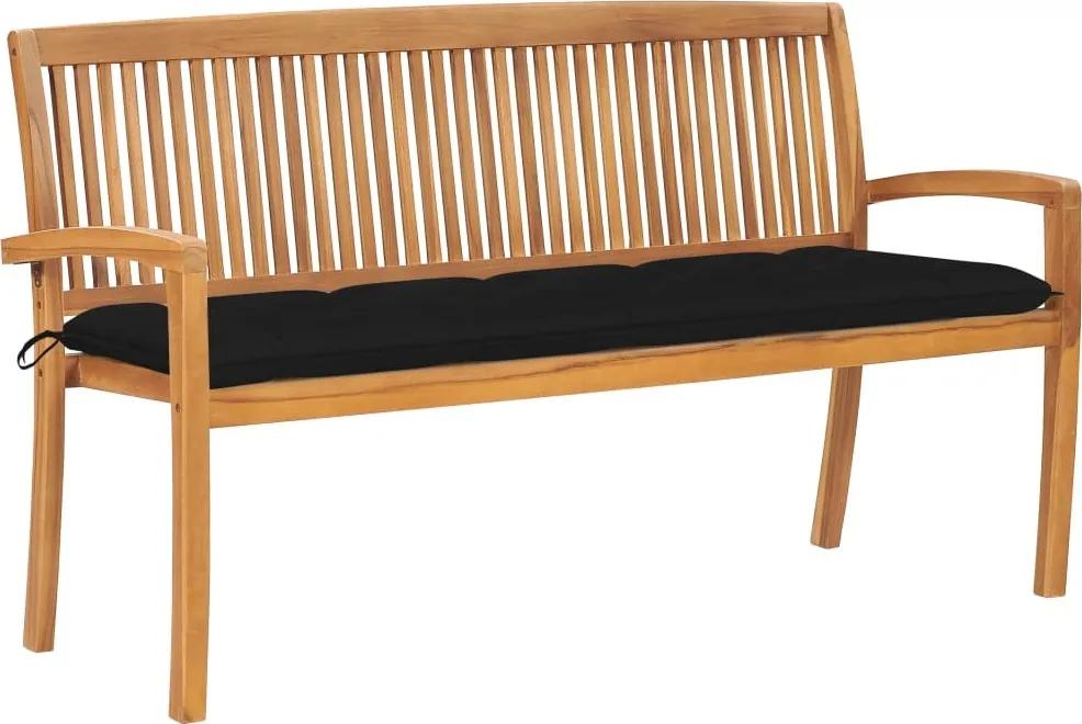 vidaXL Stohovatelná zahradní lavice s poduškou 159 cm masivní teak [3063323] Barva: krémová