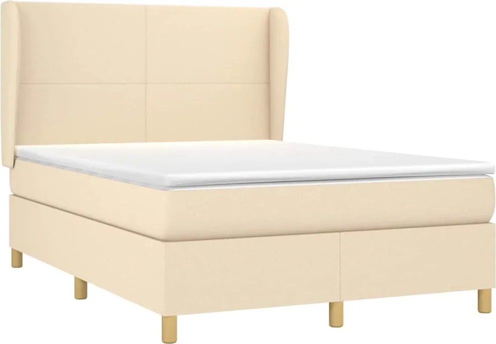 Box spring postel s matrací krémová 140x190 cm textil 3128362
