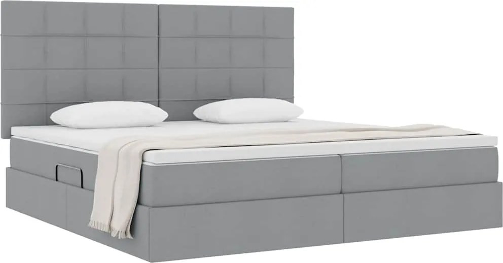 Postel s úložným prostorem a matrací Světle šedá 200 x 200 cm 3371802