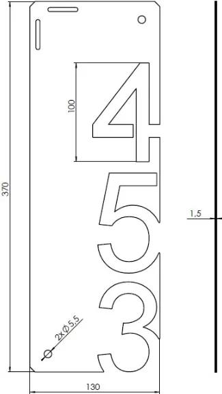 Domovní číslo tabulka lakovaná 4 Velikost: 13 x 37 cm  (L), Odstín: RAL 7016 - Antracit