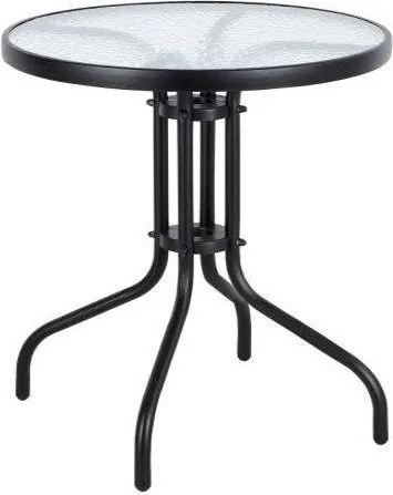 TRENDIE Zahradní stolek se sklem 60 cm kulatý