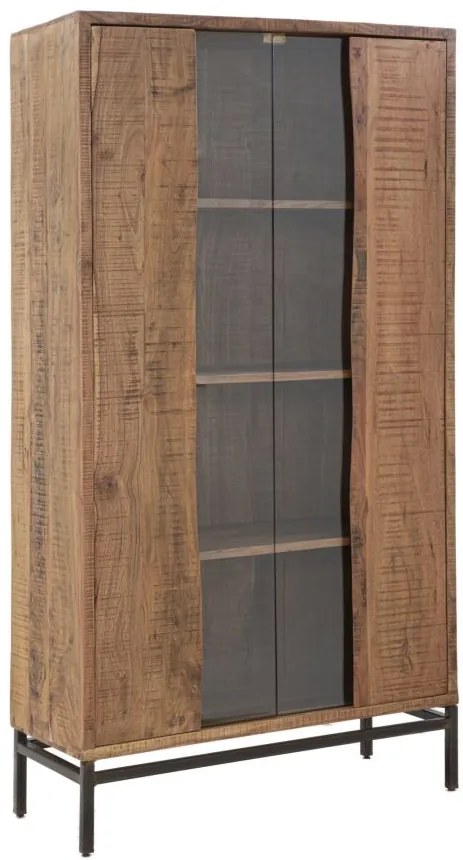Prosklená knihovna/vitrína Mauro Ferretti Ytaro, 100x40x185 cm, hnědá/černá