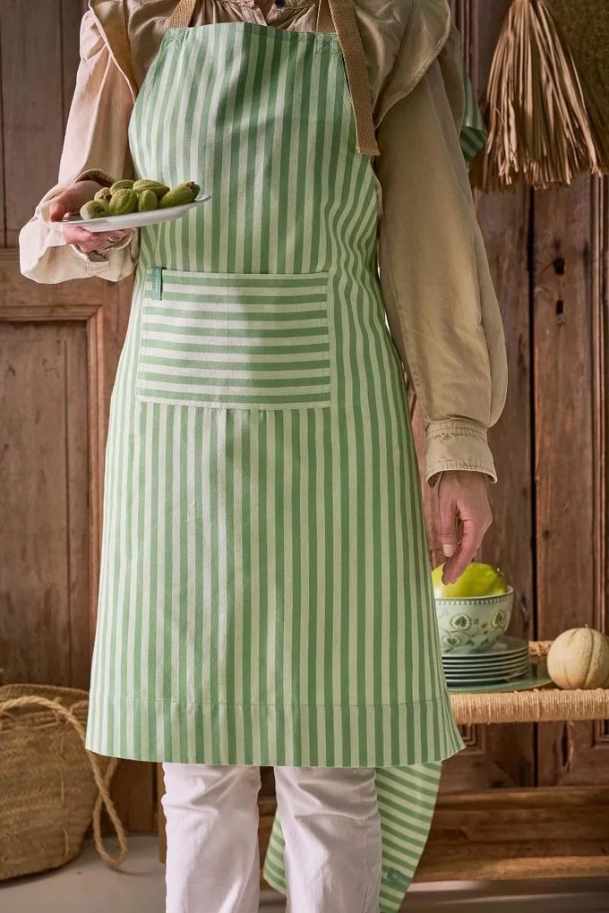 Pip Studio Apron Stripes kuchyňská zástěra - světle zelená (Kuchyňská zástěra ve světle zelené barvě o rozměru 72 x 89.5 cm )