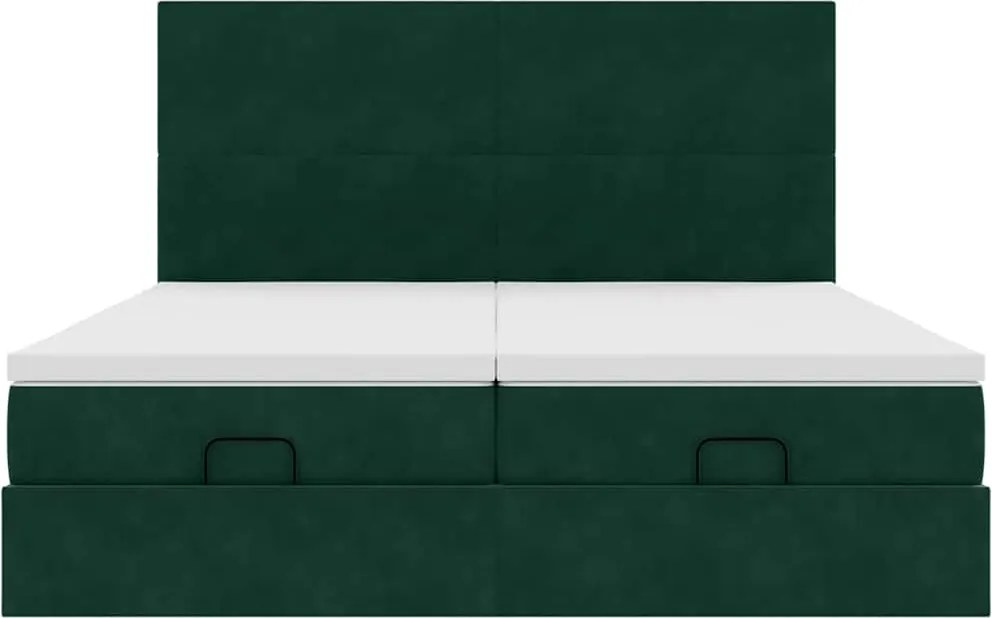 Osmanský rám postele s matrací tmavě zelená 200x200cm samet 3313763