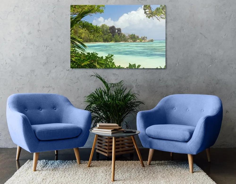 Obraz nádherná pláž na ostrově La Digue - 90x60 cm