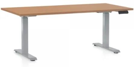 Výškově nastavitelný stůl OfficeTech C, 160 x 80 cm, šedá podnož buk