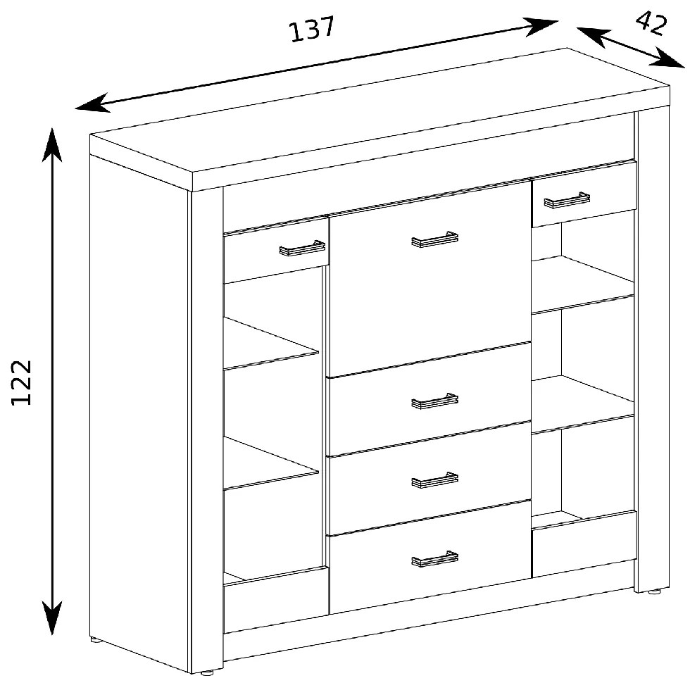 Obývací stěna INDIANAPOLIS | sestava B | jasan světlý