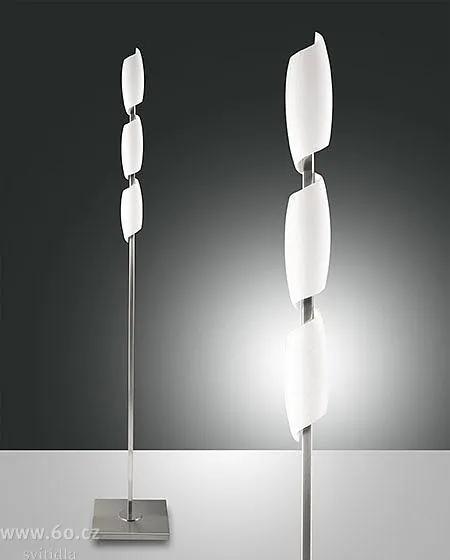 Fabas 3300-10-178 Roxie, stojací lampa v kombinaci matného niklu a foukaného skla, 24W LED, výška 155cm
