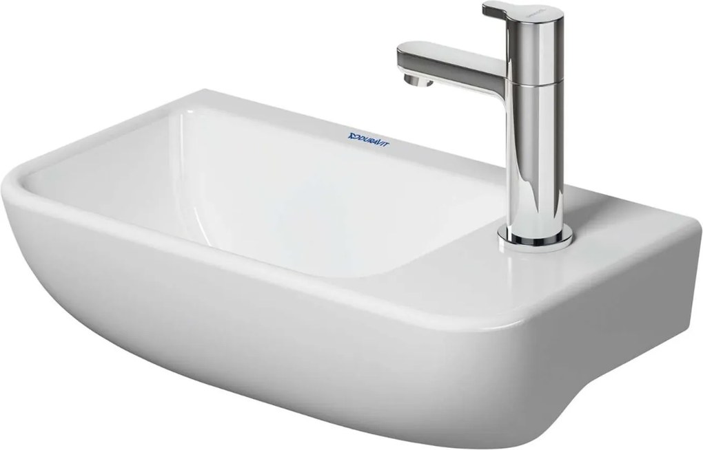 Duravit ME by Starck - Umývátko 40x22 cm, bez přepadu, otvor pro baterii vpravo, DuraShield, bílá 071740AC00