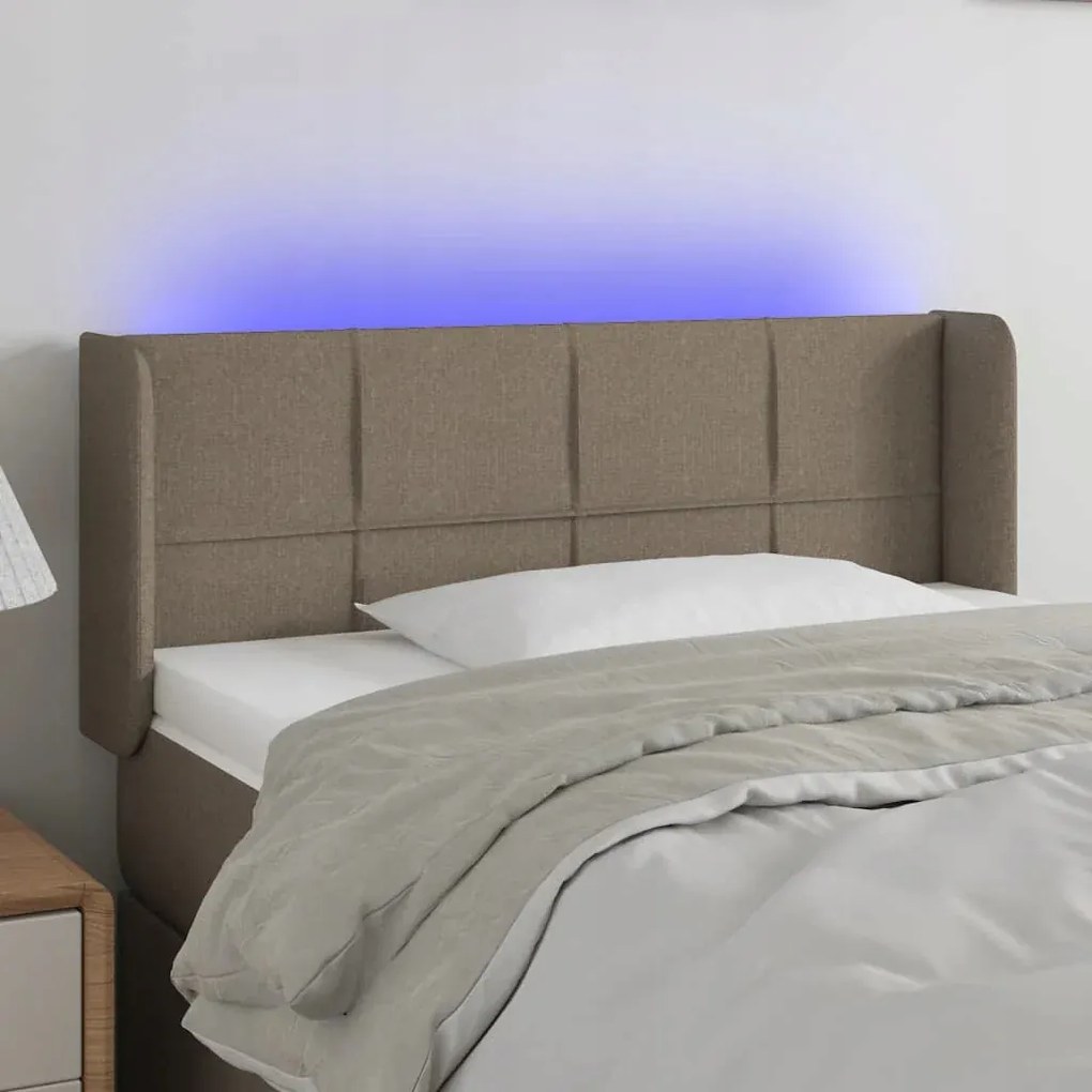 Čelo Postele S Led Textil Taupe 93 x 16 x 78/88 cm