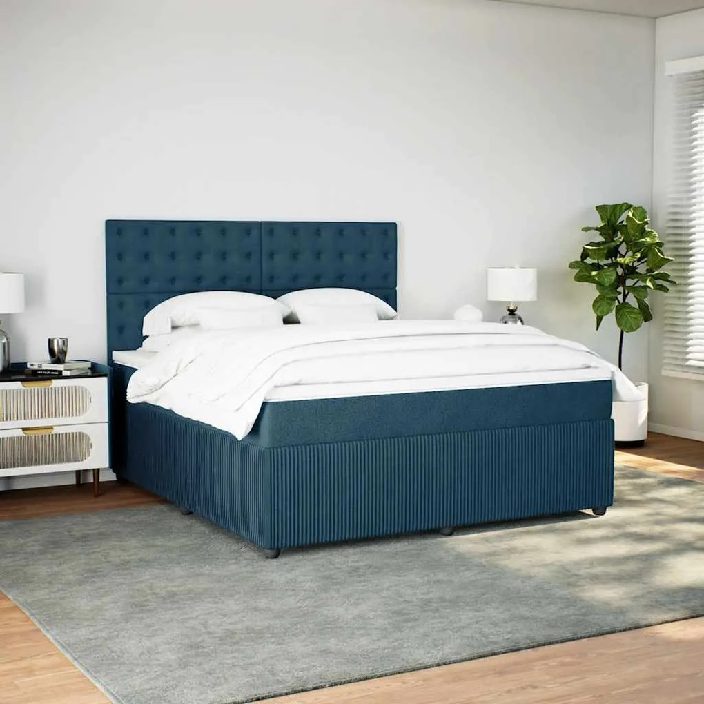 Box spring postel s matrací tmavě modrá 180x200 cm samet 3292422