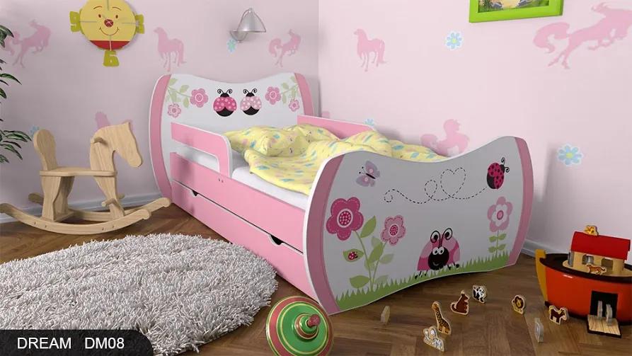 Dětská postel Dream vzor 08 180x90 cm růžová