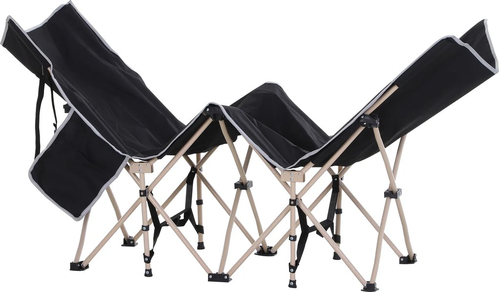 Kempinkové lůžko Outsunny Skládací kempinkové lůžko s přenosnou taškou 190 x 68 x 52 cm Oxford Black ideální pro kempování a outdoorové aktivity | Ao…