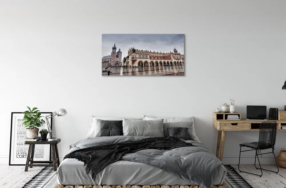 Obrazy na plátně Krakow kostel Cloth déšť 120x60 cm