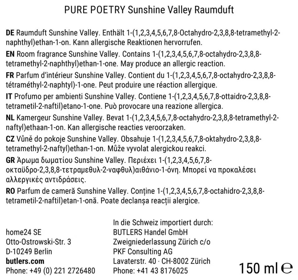 Butlers PURE POETRY Vůně do bytu Sunshine Valley 150 ml