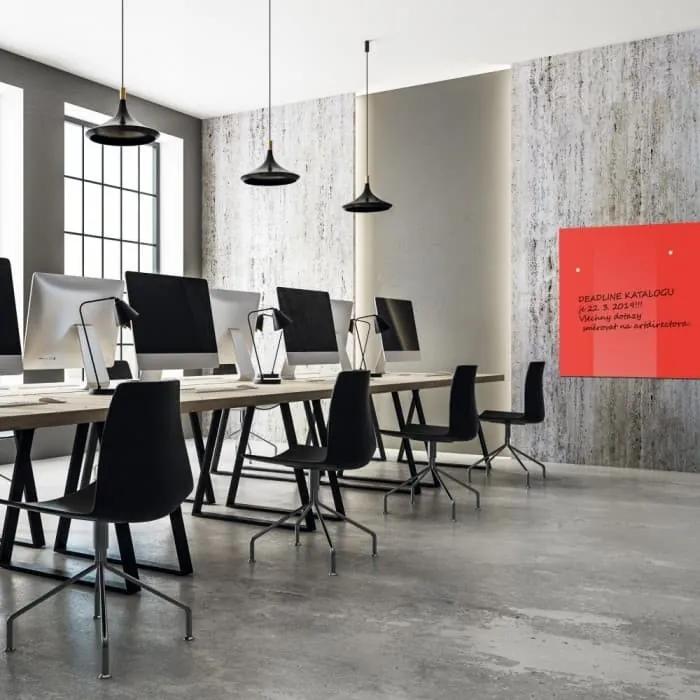 Červená korálová skleněná pracovní a kancelářská tabule Smatab® - 100 × 200 cm