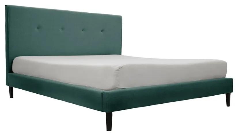 Zeleno-modrá postel s černými nohami Vivonita Kent, 160 x 200 cm