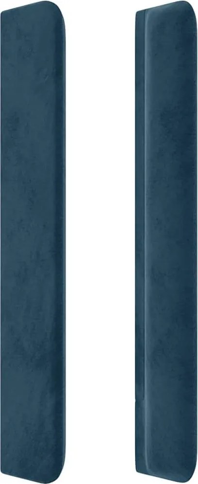 Čelo postele s LED tmavě modré 93 x 16 x 118/128 cm samet 3124326