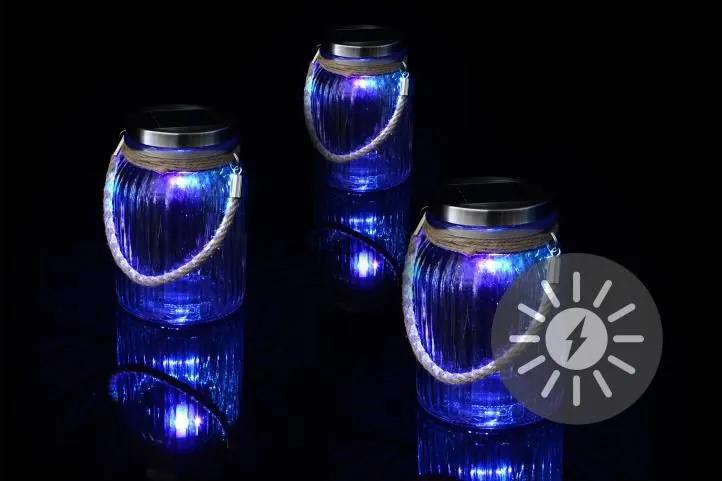 Garthen 36748 Sada 3 ks dekorativní solární osvětlení - závěsná sklenice - LED měnící barvu