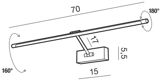 LED nástěnné svítidlo Davinci 70 černá