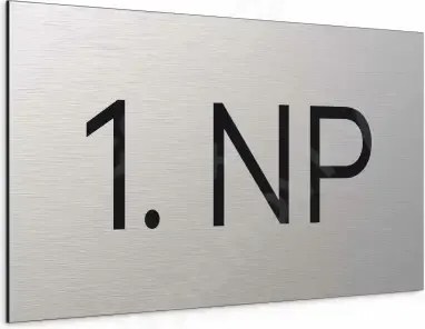 ACCEPT Označení podlaží "1. NP" - stříbrná tabulka - černý popis