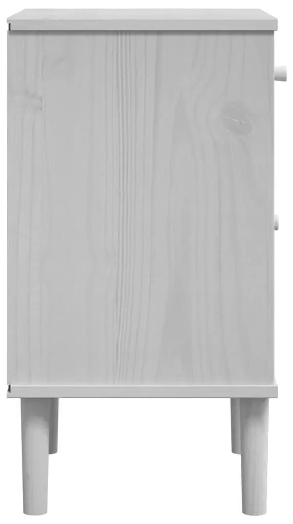 Noční stolek SENJA ratanový vzhled bílý 40x35x65 cm borovice - Default Title