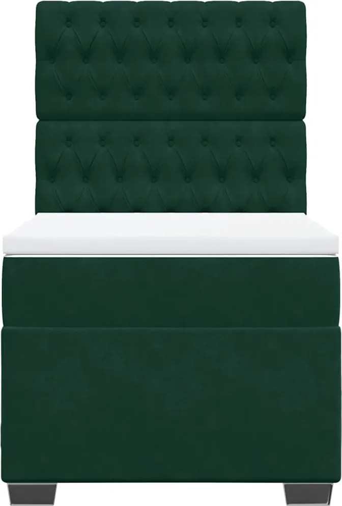 Box spring postel s matrací tmavě zelená 90x190 cm samet 3293095