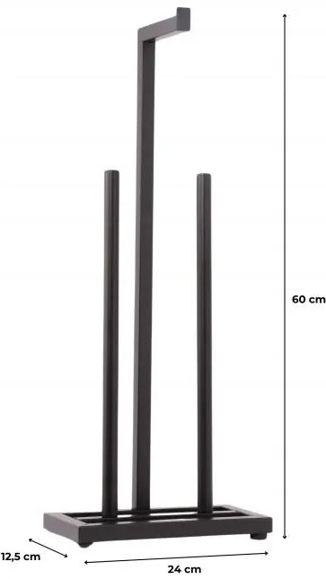 Erga Pap2, zásobník na toaletní papír na postavení 60cm (8 rolí), černá matná, ERG-YKA-P.PAP2-BLK