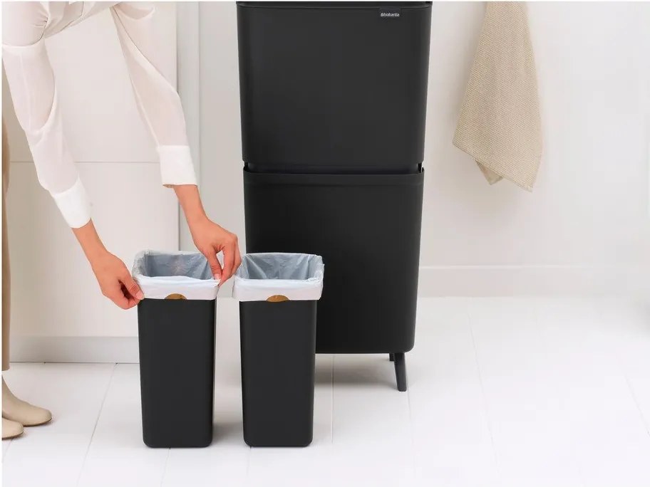 Tmavě šedý plastový odpadkový koš 25+10+10 l na tříděný odpad SortUp Recycle Hi – Brabantia
