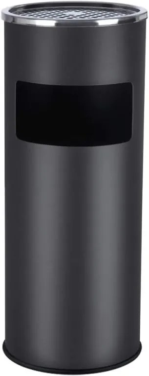 Odpadkový koš s popelníkem, 30 l, černý, nerez