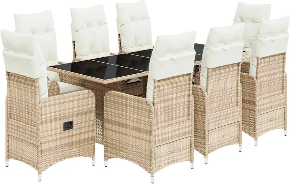 9dílný zahradní bistro set s poduškami béžový polyratan 3277105