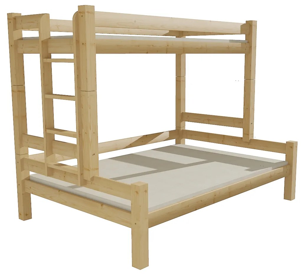 Vomaks Patrová postel s rozšířeným spodním lůžkem 8X8 6B (netransparentní barva modrá, 2 kusy úložných prostor, 90 x 200 cm, 160 x 200 cm, vlevo (vyobrazeno))
