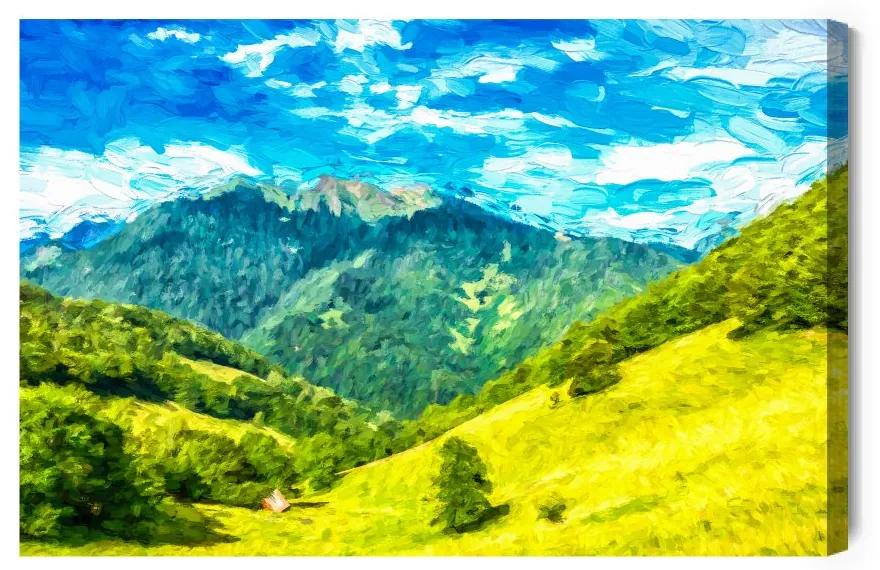 Obraz Malovaná Horská Krajina Nedostatek Nedostatek Plátno Canvas 100x70