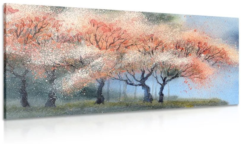 Obraz akvarelové kvetoucí stromy Varianta: 120x60