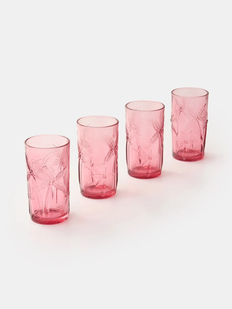 Sinsay - Sada sklenic s motivem palem 4 pack - růžová