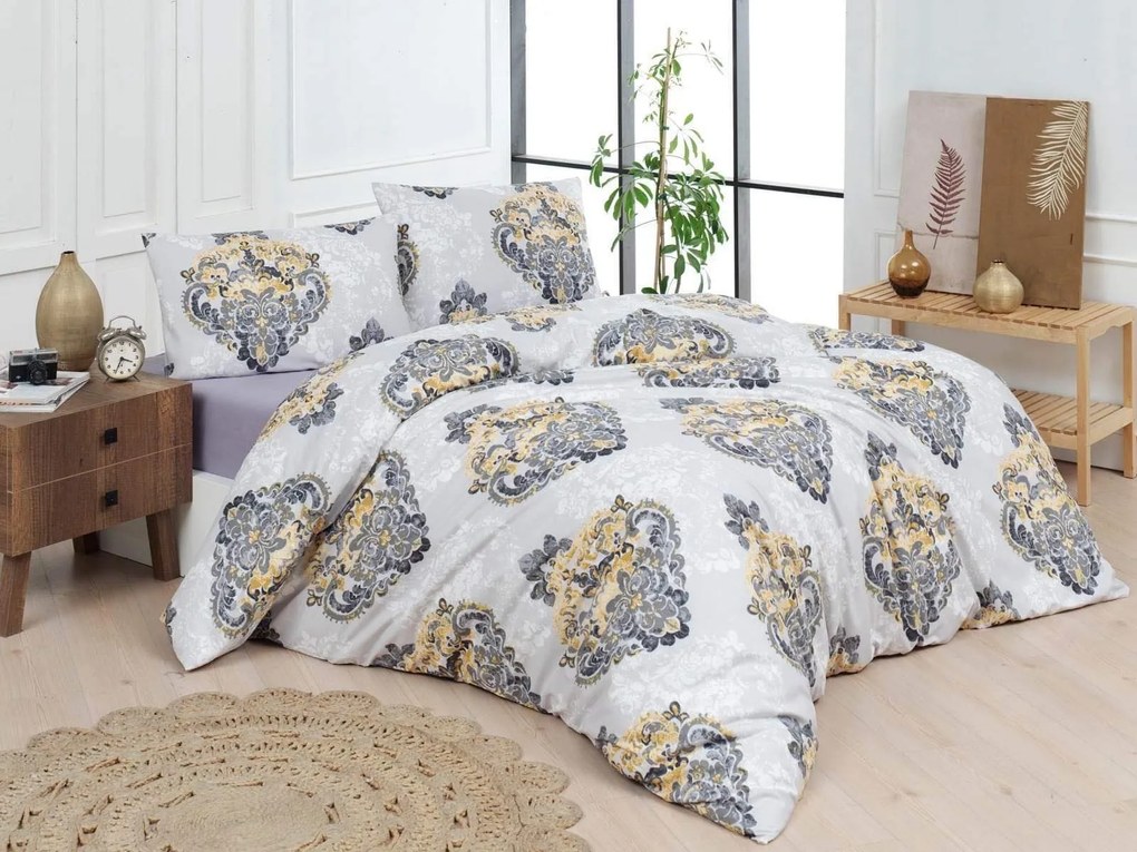 Povlečení bavlněné Vintage šedý 200x140cm+90x70cm TiaHome
