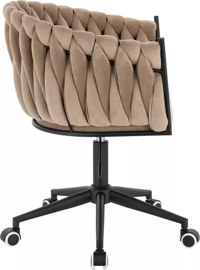 LuxuryForm DESIGN Otočná židle NORDEN VELUR na černé podstavě s kolečky - latte