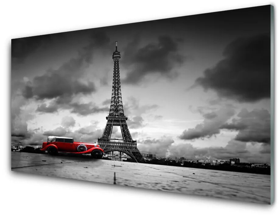 Obraz na skle Eiffelova Věž Architektura 100x50 cm
