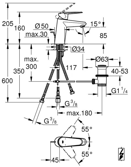 GROHE 33177002 - Umyvadlová baterie EURODISC COSMOPOLITAN DN 15 lesklý chrom