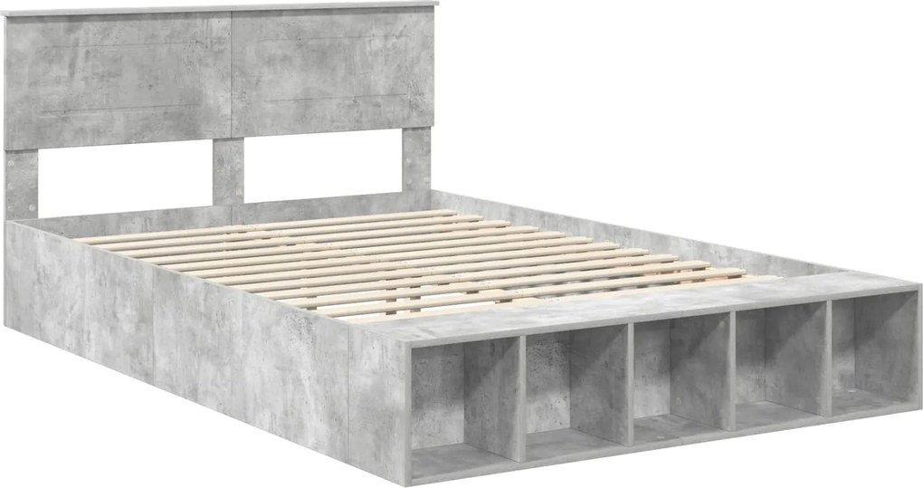 Rám postele s čelo Betonově šedá 160 x 200 cm Kompozitní dřevo 3408350