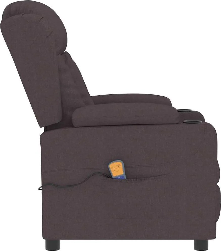 Masážní křeslo tmavě hnědé textil 339063
