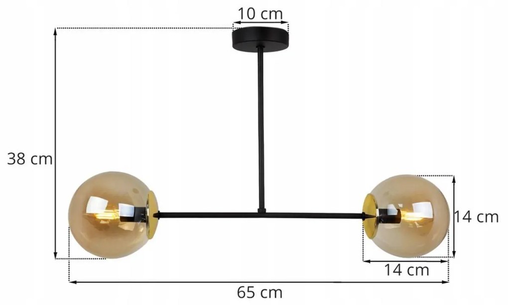 Stropní svítidlo PARIS, 2x medové skleněné stínítko, (výběr ze 4 barev uchycení)