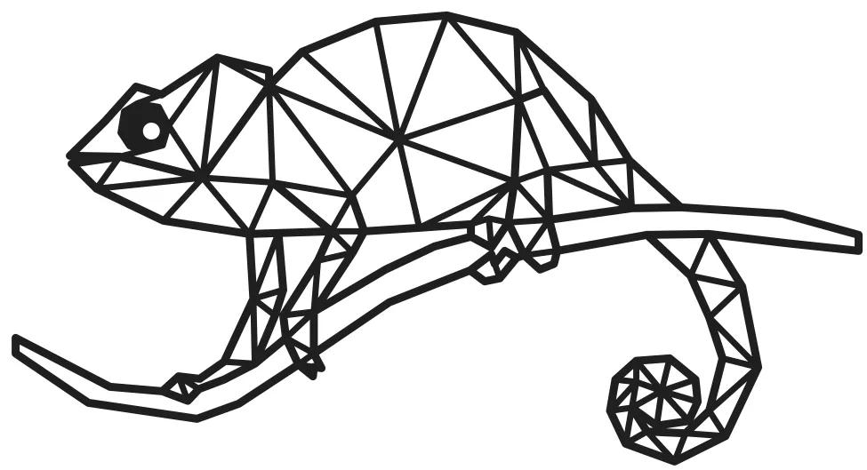 Chameleon - polygonální dřevěný obraz na stěnu od 2opice.cz Materiál: ČERNÝ EBEN, Velikost (mm): 1300 x 695