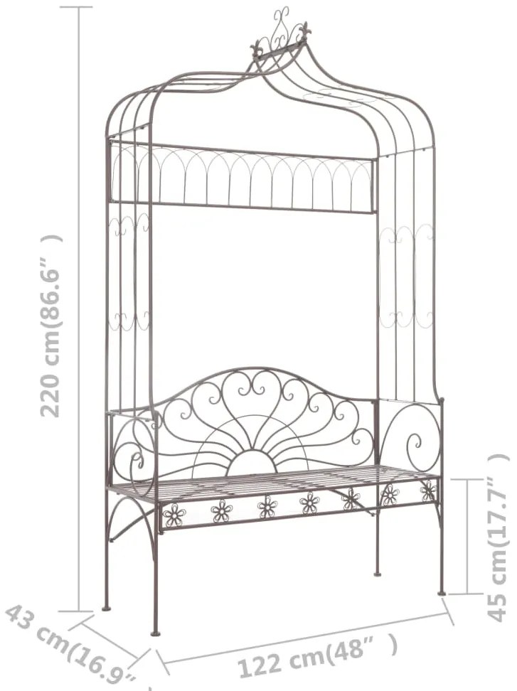 vidaXL Marketos Zahradní lavice 122 cm železná starožitná hnědá