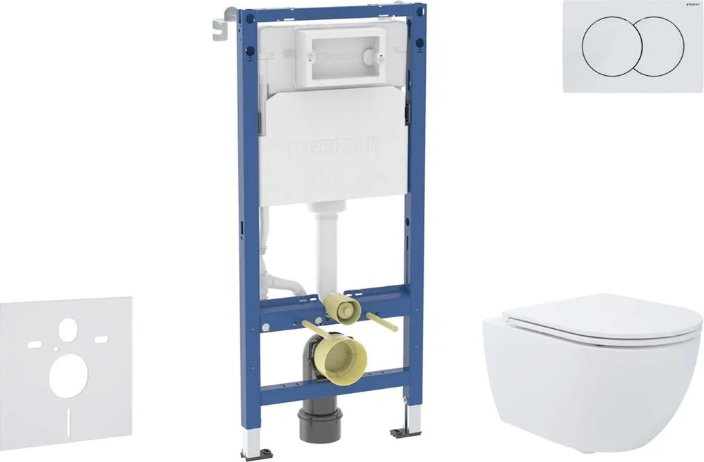SANITINO - Set předstěnové instalace, klozetu Oudee a Slim sedátka softclose, tlačítko Delta01, alpská bílá SANI11CA31156