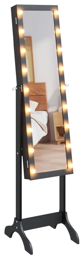 Volně stojící zrcadlo s LED černé 34 x 37 x 146 cm - Default Title